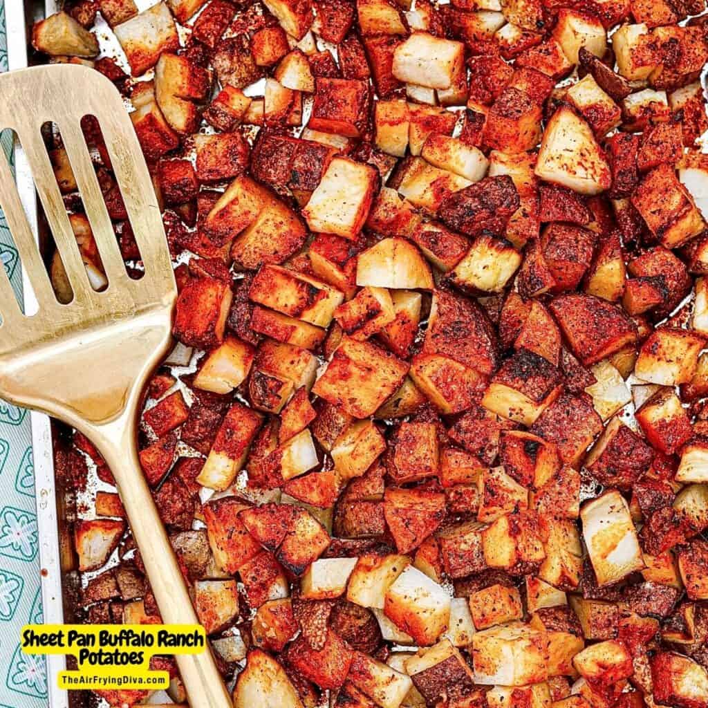 Sheet Pan Buffalo Ranch Potatoes - theairfryingdiva.com