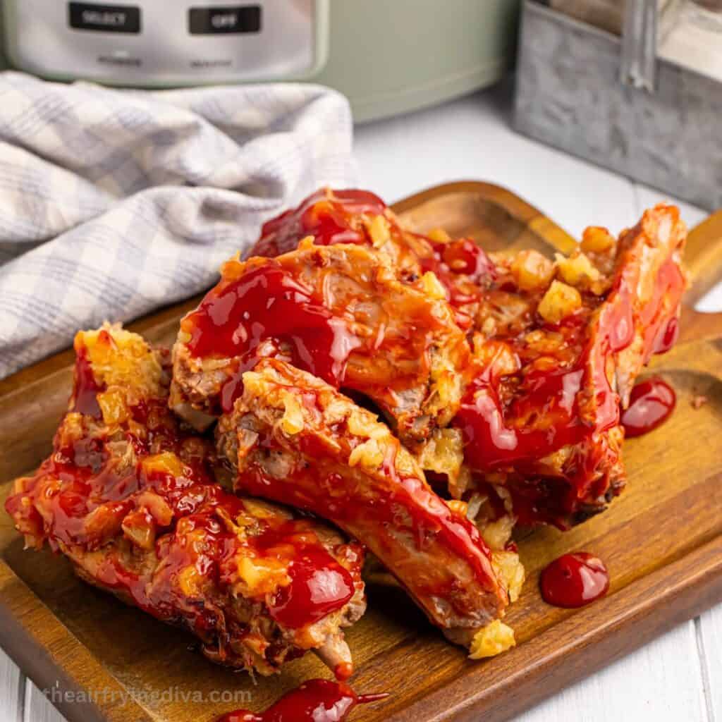 Crockpot Barbecued Ribs With Pineapple - theairfryingdiva.com