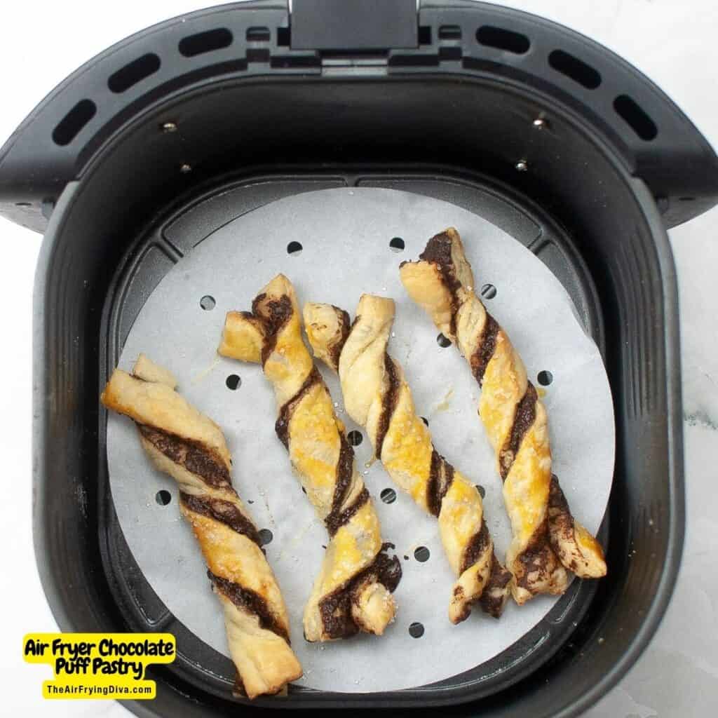 Air Fryer Chocolate Puff Pastry Twists - theairfryingdiva.com