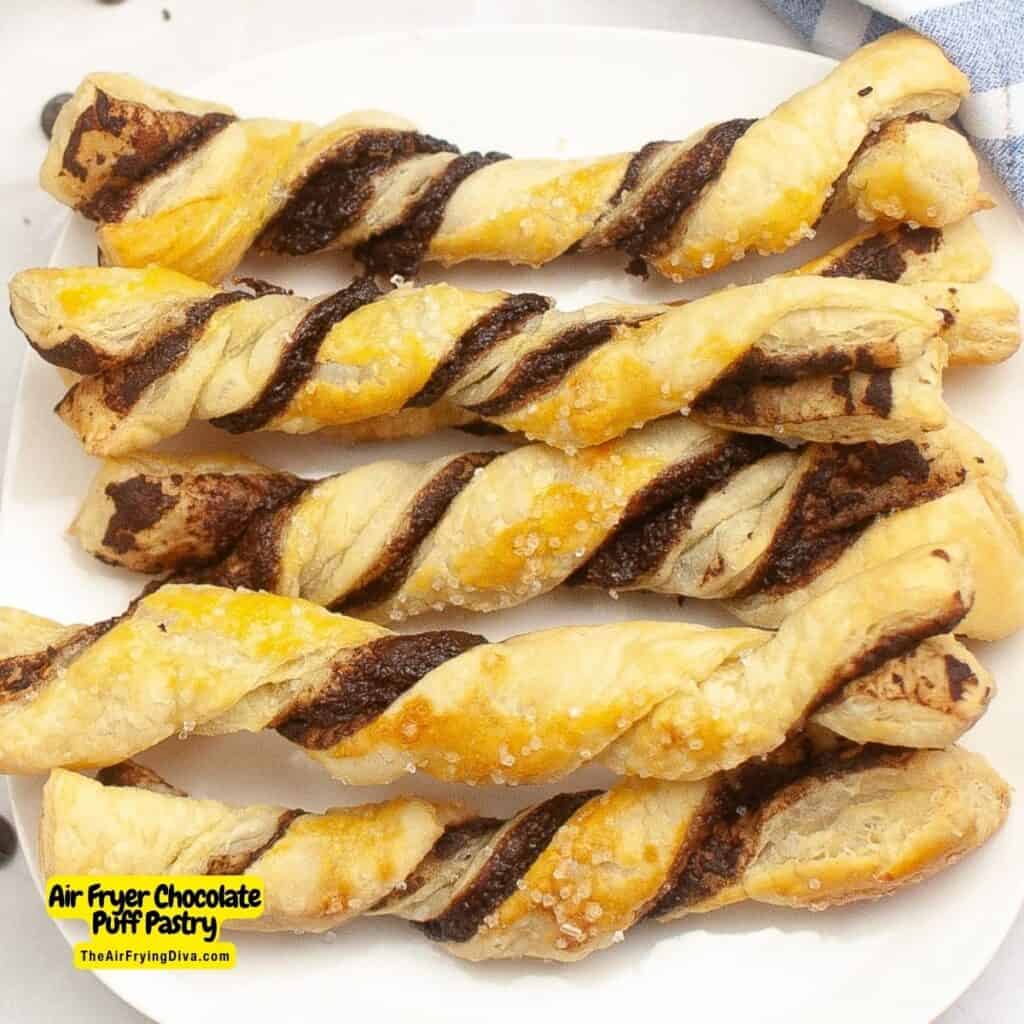 Air Fryer Chocolate Puff Pastry Twists - theairfryingdiva.com